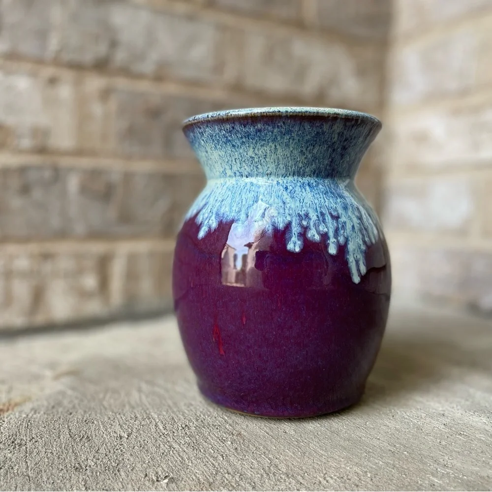 Accents | Handcrafted Eggplant Purple Blue And White Pottery Vase ...